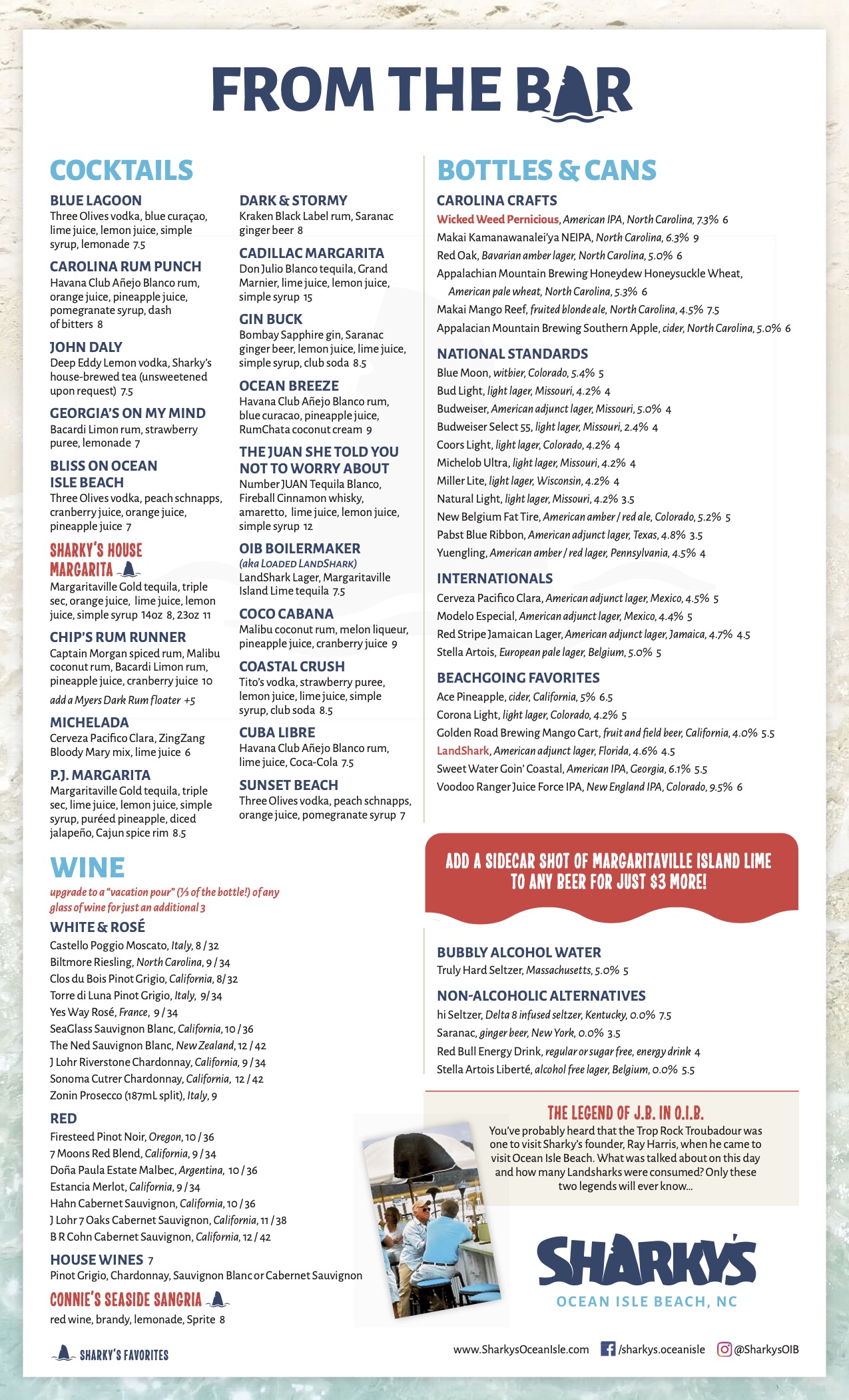 Drink Menu - Sharky's Waterfront Bar & Grill