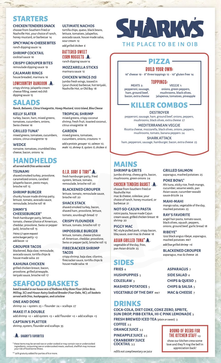 Food Menu - Sharky's Waterfront Bar & Grill